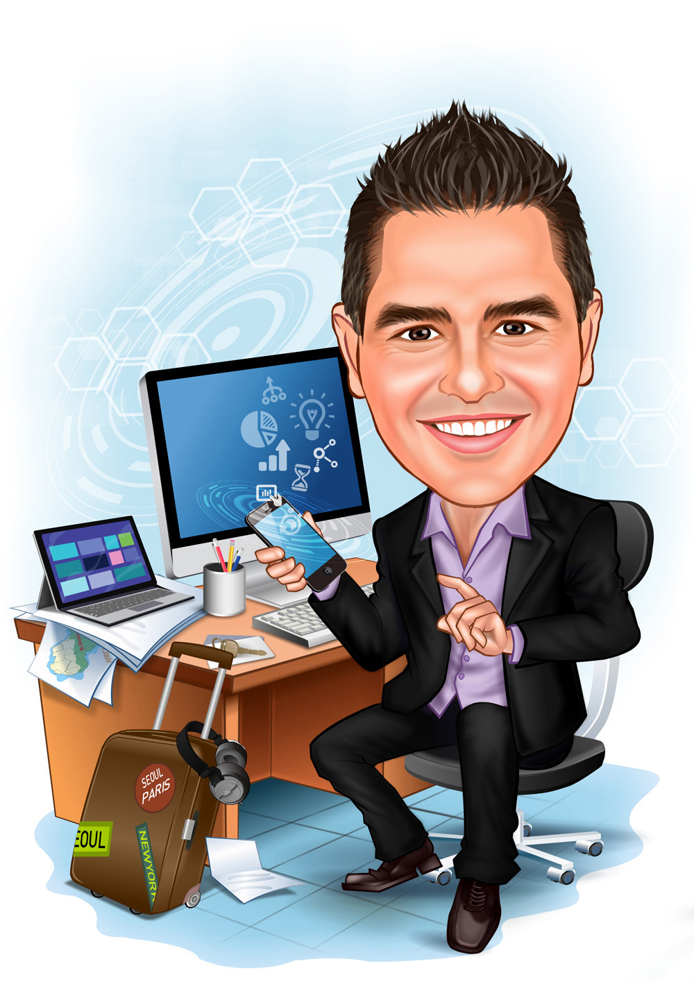 Custom Office Boss Cartoon Portrait, Woman Portrait, Man Cartoon, Gifts ...