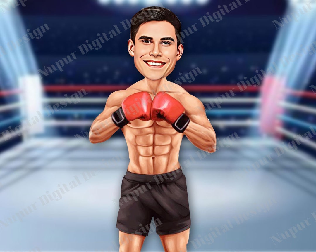 Personalized Boxer Caricature From Photo, Funny Boxer Art, Funny Boxer ...