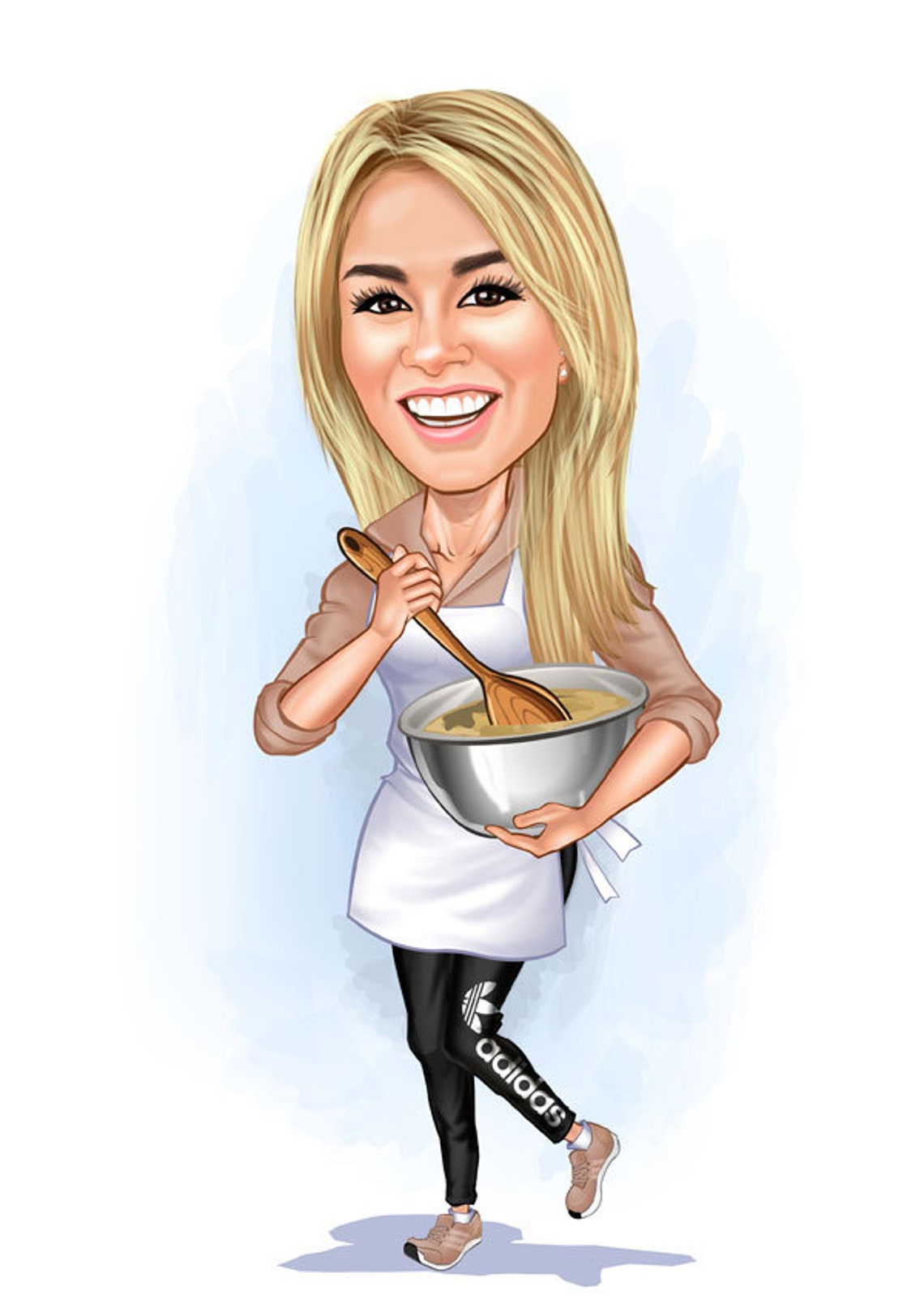 Custom Lady Baker Caricature Portrait: Chef Cartoon Art (digital ...