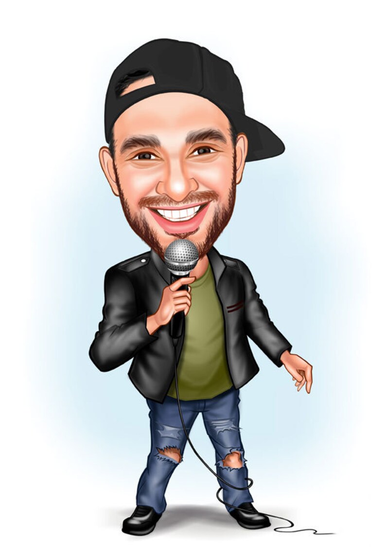 Custom Male, Female Caricature From Photo, Karaoke Singer Gift, Karaoke ...