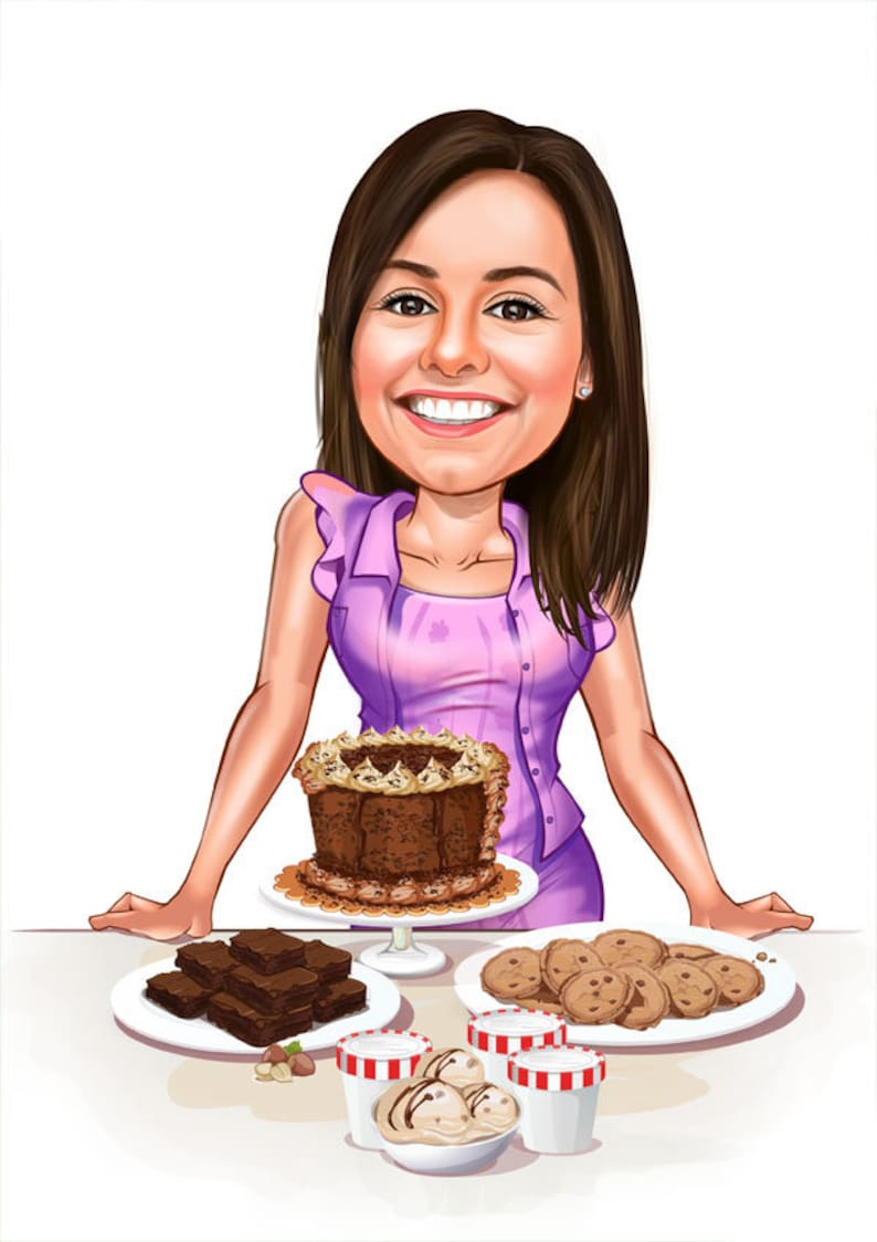 Get Lady Baker Caricature Portrait From A Photo Funny Lady - Etsy
