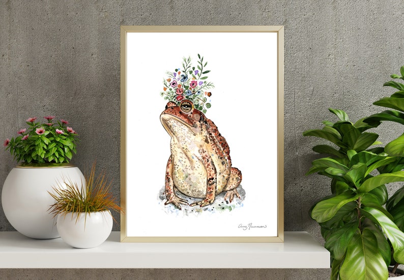 American Toad - Toad Art - Whimsical Toad - Watercolor Toad - Wall Art ...