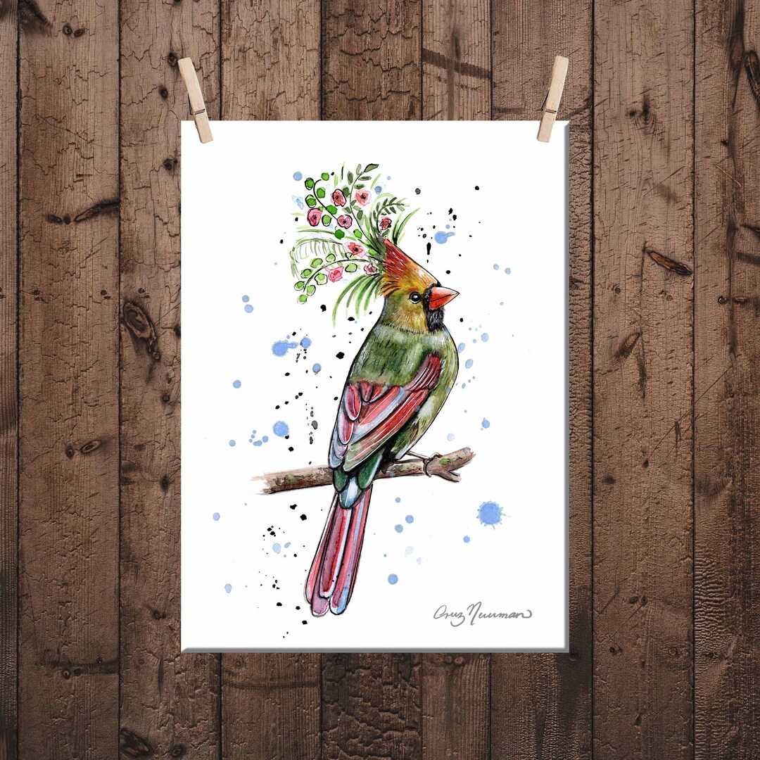 Northern Cardinal_ Female - Cardinal Art - Cardinal Illustration ...