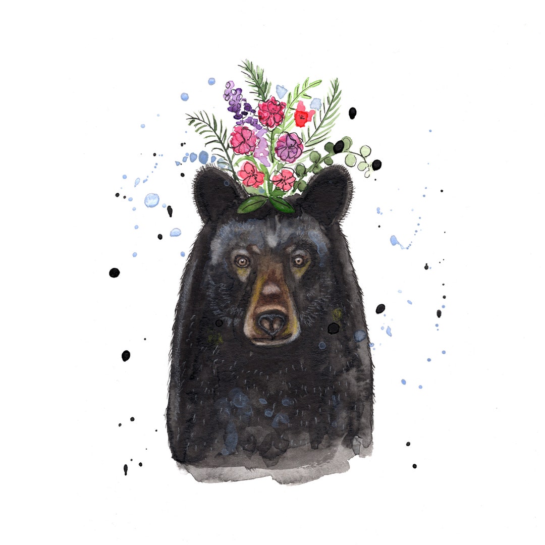 Black Bear - Bear Illustration - Bear Painting - Whimsical Bear ...
