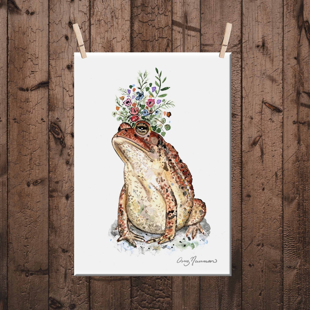 American Toad - Toad Art - Whimsical Toad - Watercolor Toad - Wall Art ...
