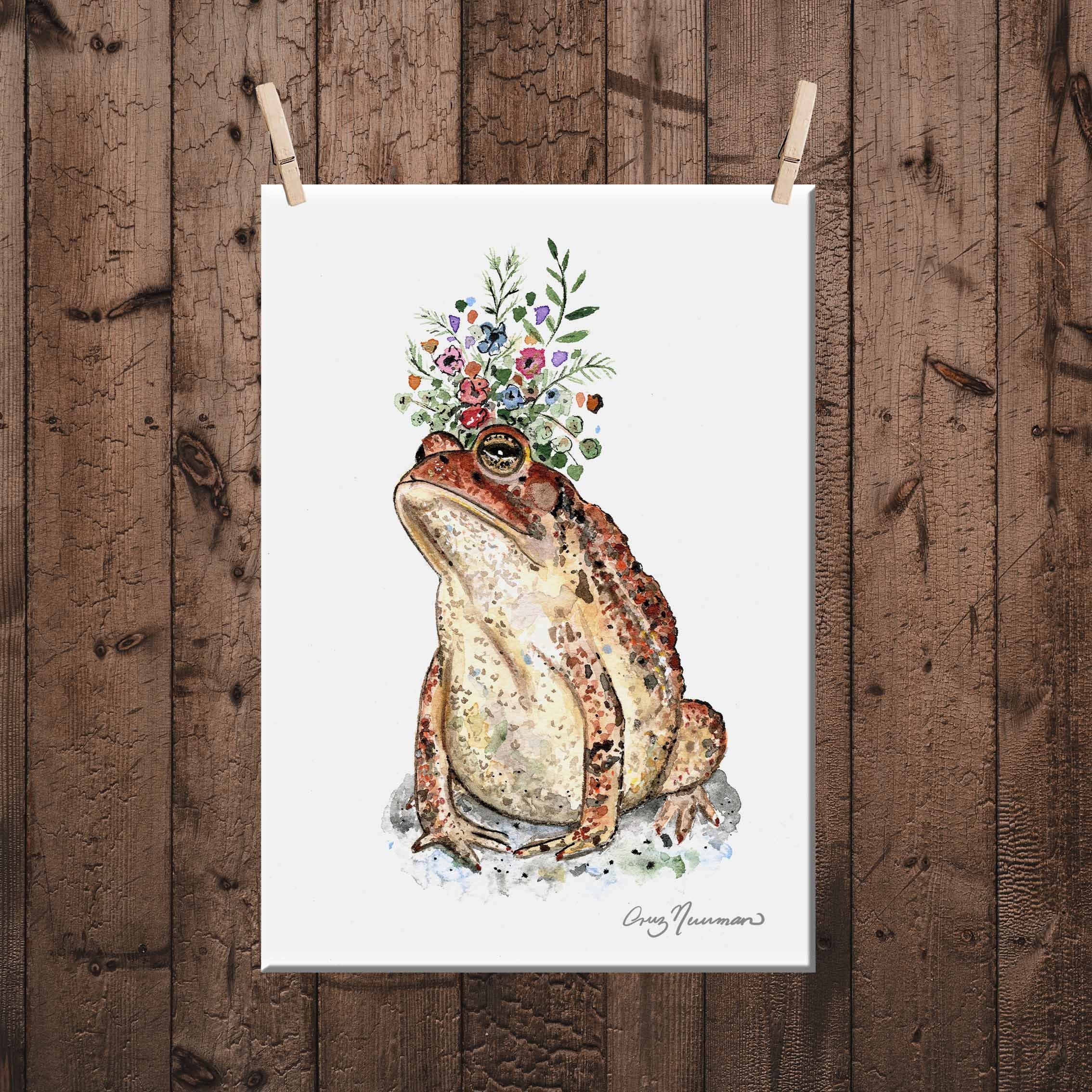 American Toad - Toad Art - Whimsical Toad - Watercolor Toad - Wall Art ...