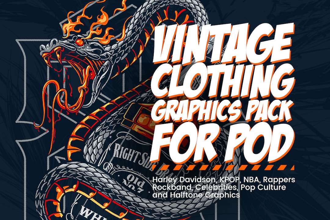 Vintage Clothing Graphics Pack, Vintage Graphic Tee Design Pack ...