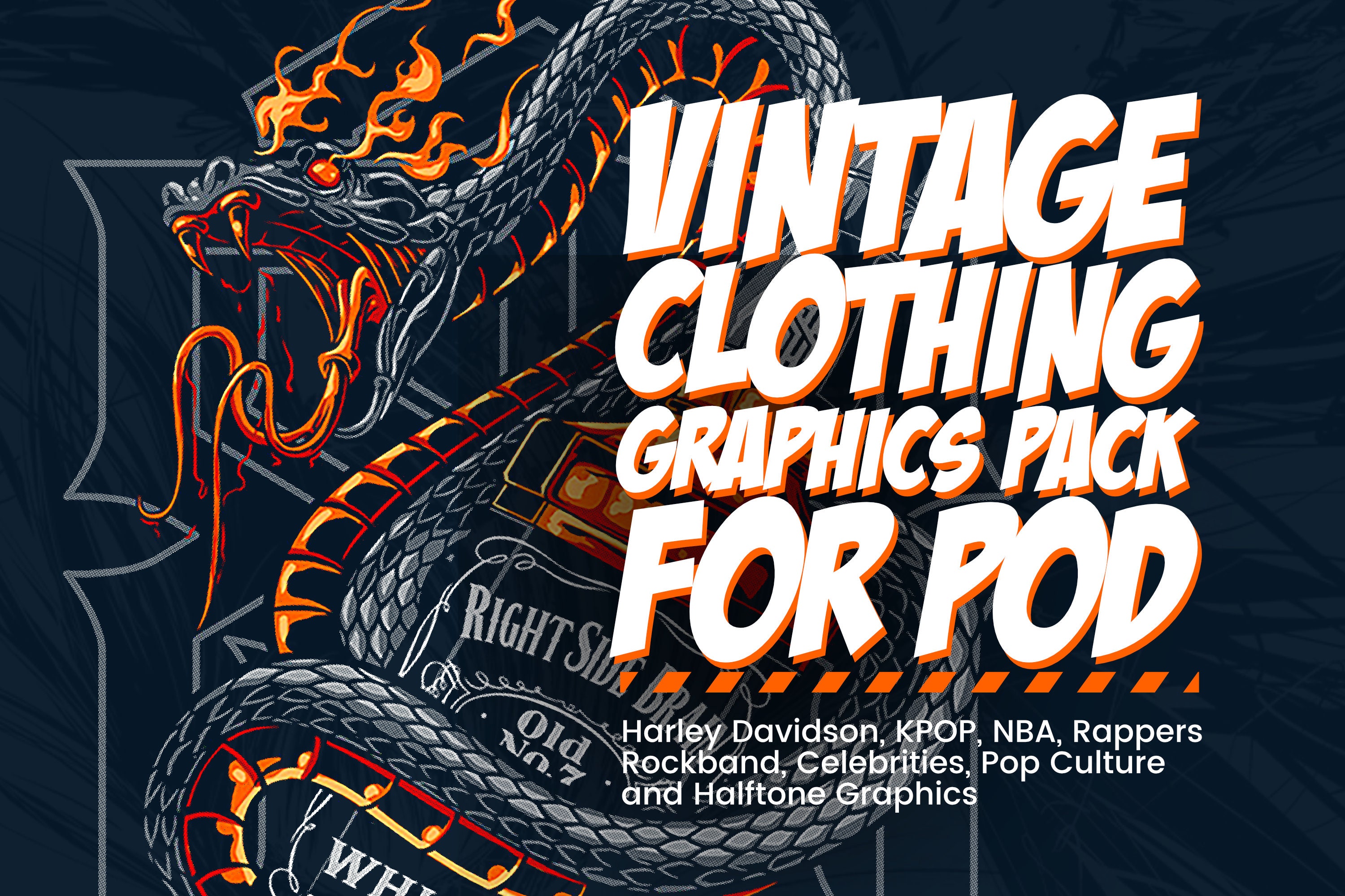 Vintage Clothing Graphics Pack, Vintage Graphic Tee Design Pack ...
