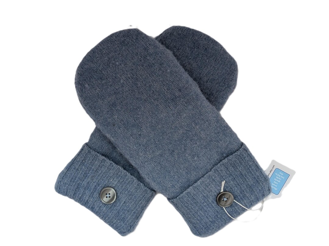 Large/men's Light Blue Wool Sweater Mittens - Etsy