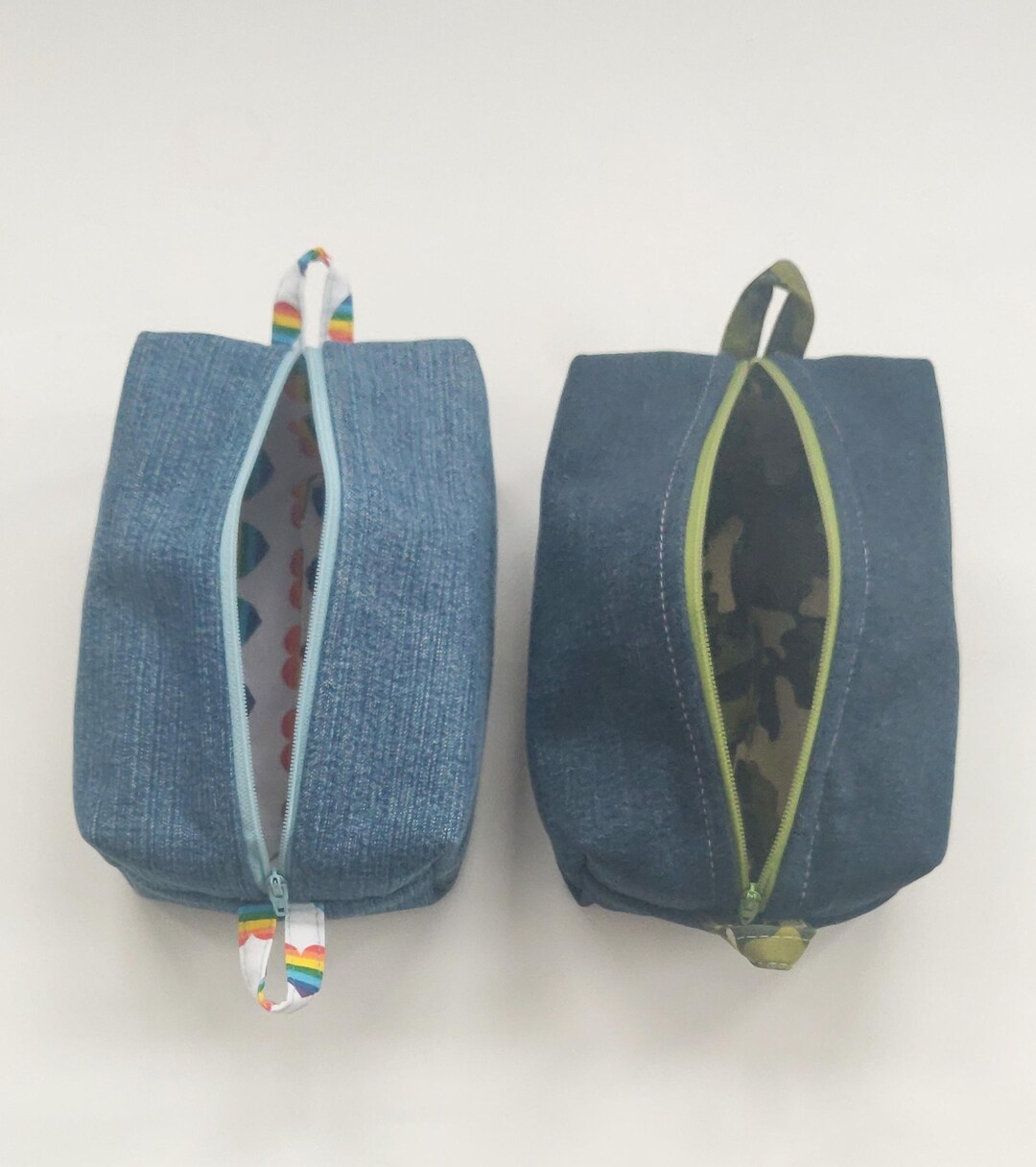 Upcyled Denim Box Zipper Pouch - Etsy