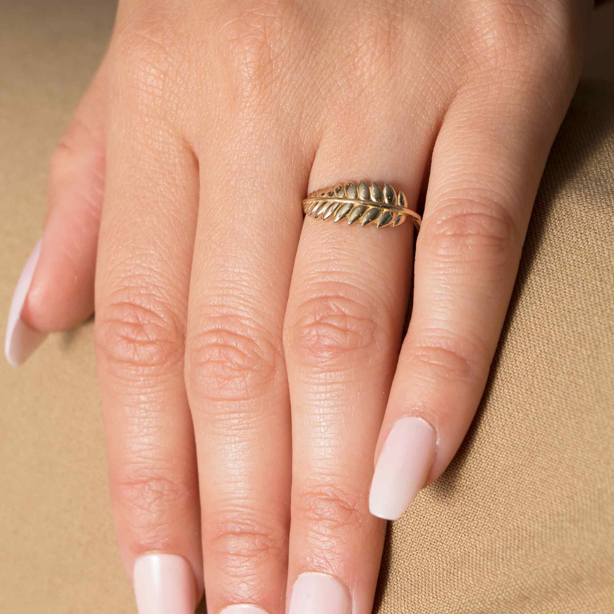 14k Gold Leaf Ring Solid Gold Branch Ring Dainty Gold Ring - Etsy