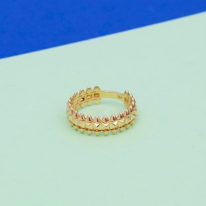 Solid Gold Clash Ring, 14K Gold Spike Ring, Gold Stackable Ring ...