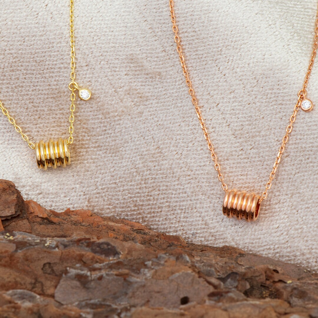 14K Gold Filled Tube Necklace, Modern and Minimalist Barrel Pendant - Etsy