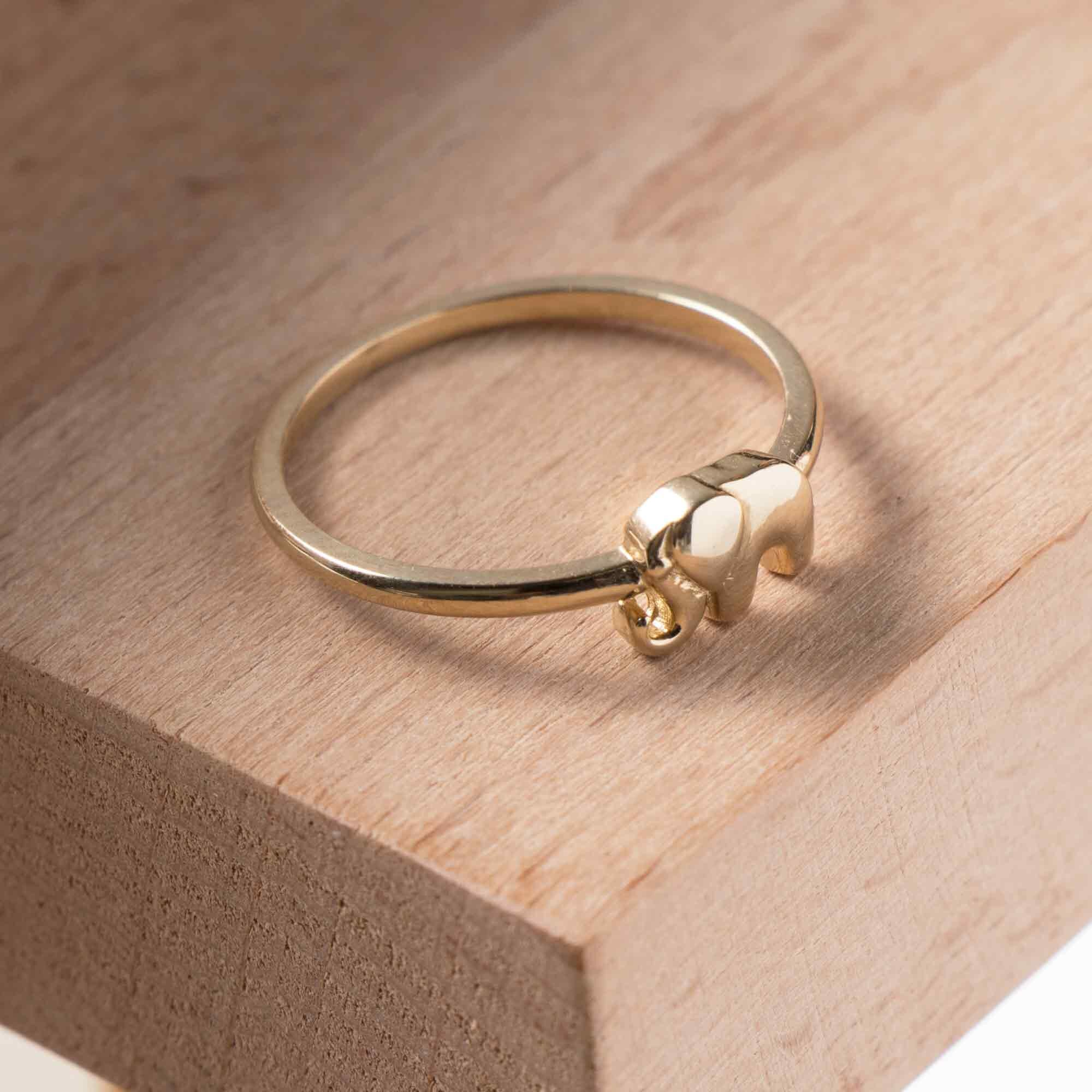 Solid Gold Elephant Ring, 14K Gold Elephant Ring for Women, Luck Ring ...