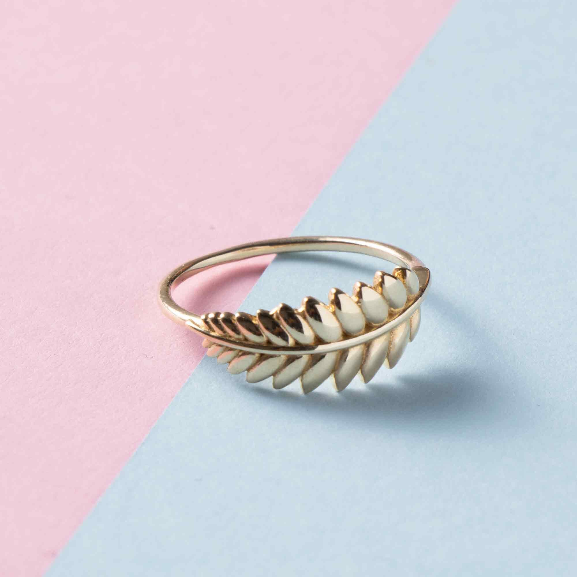 14k Gold Leaf Ring Solid Gold Branch Ring Dainty Gold Ring - Etsy