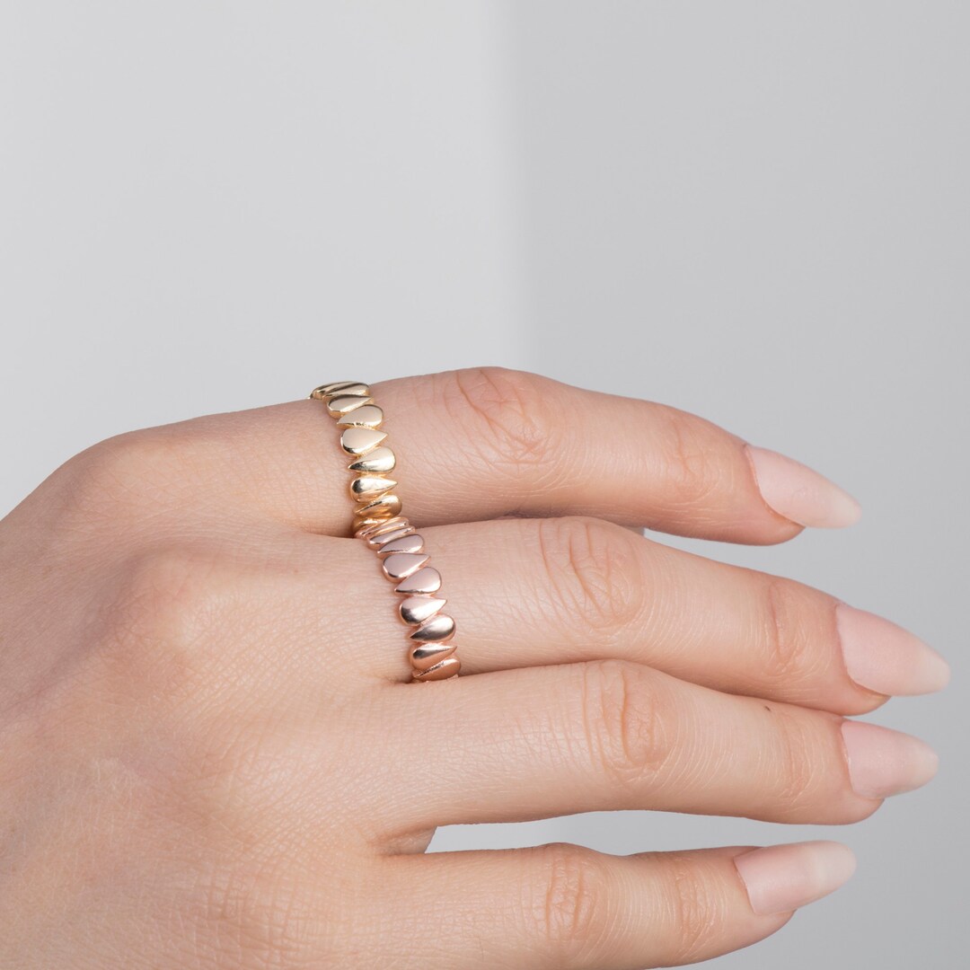 14K Gold Filled Stacking Ring, Tear Drop Ring, Dainty Rose Gold Ring ...