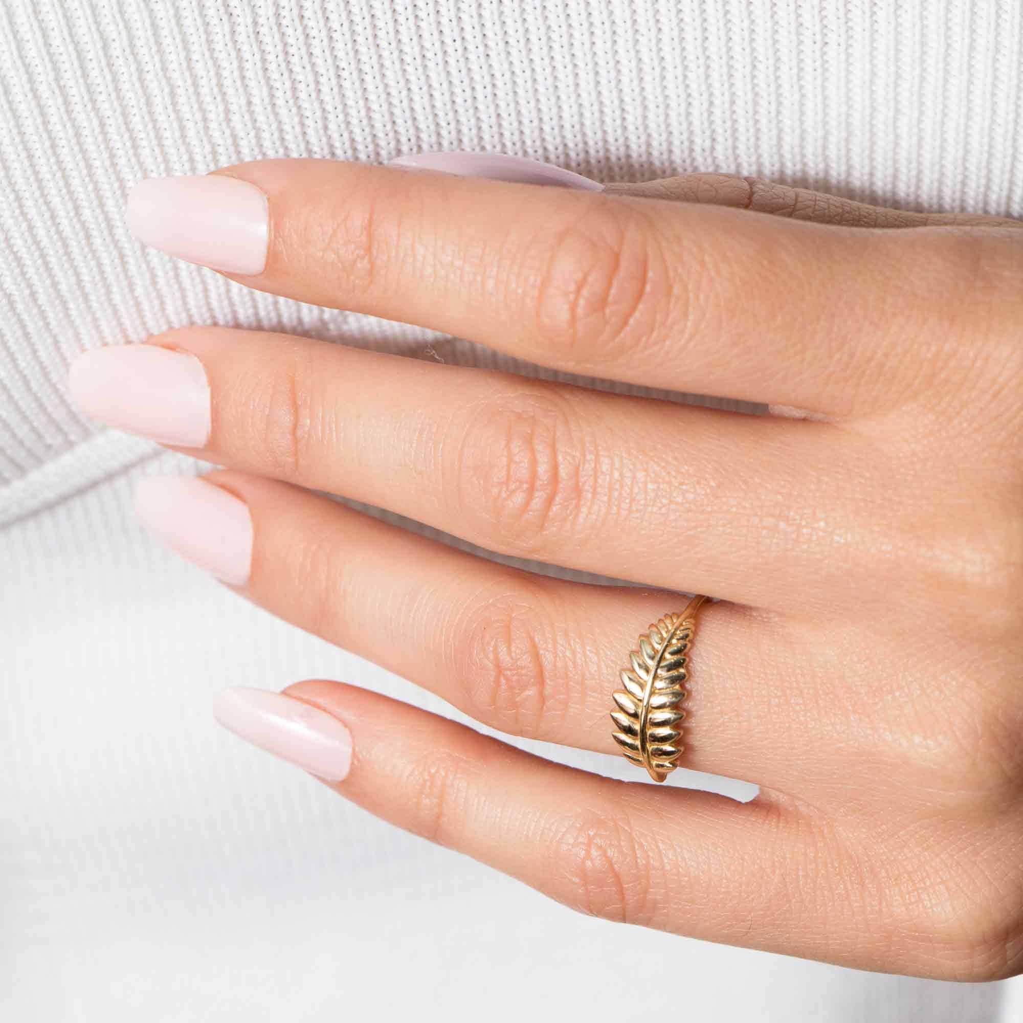 14k Gold Leaf Ring Solid Gold Branch Ring Dainty Gold Ring - Etsy