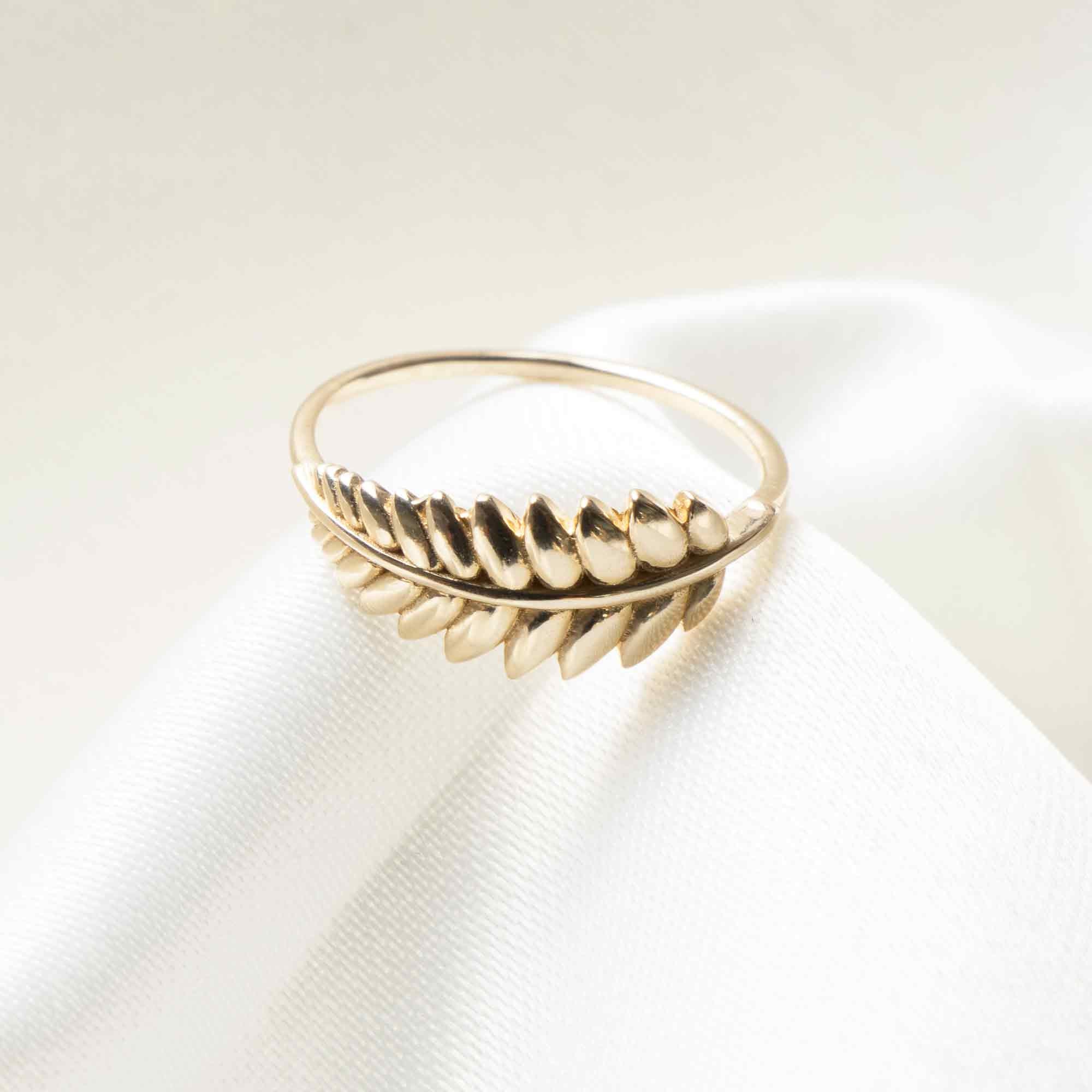 14k Gold Leaf Ring Solid Gold Branch Ring Dainty Gold Ring - Etsy