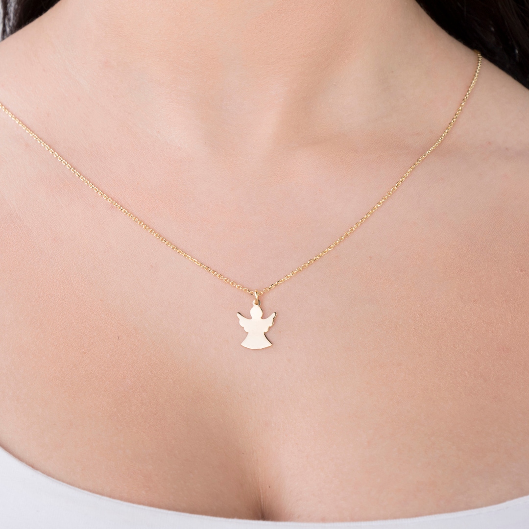 14K Gold Filled Angel Necklace, Minimalist Guardian Angel Necklace ...