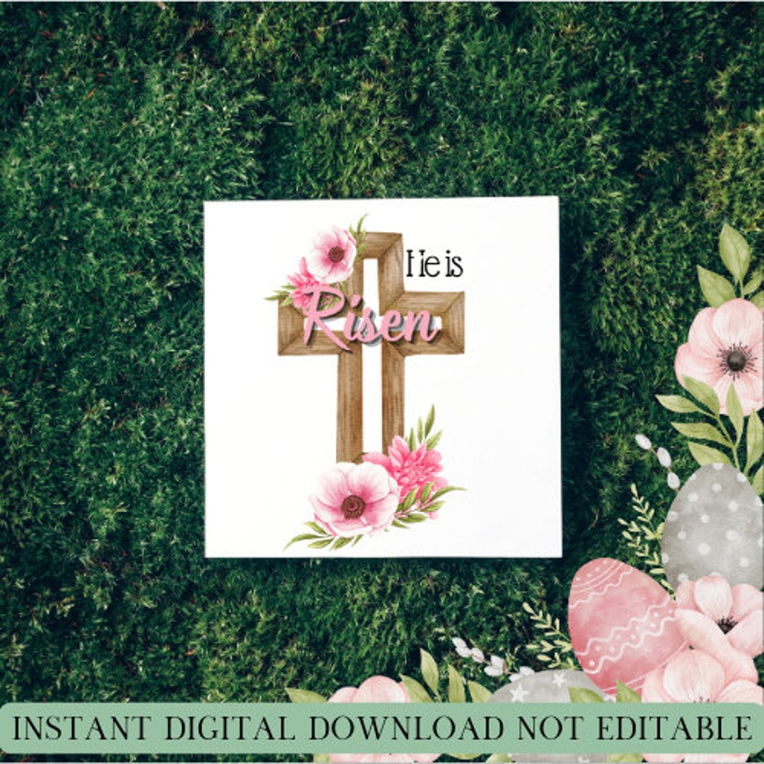 Printable Tag, He is Risen, Cross Tag, Easter Printable Tags, 2 Inch ...