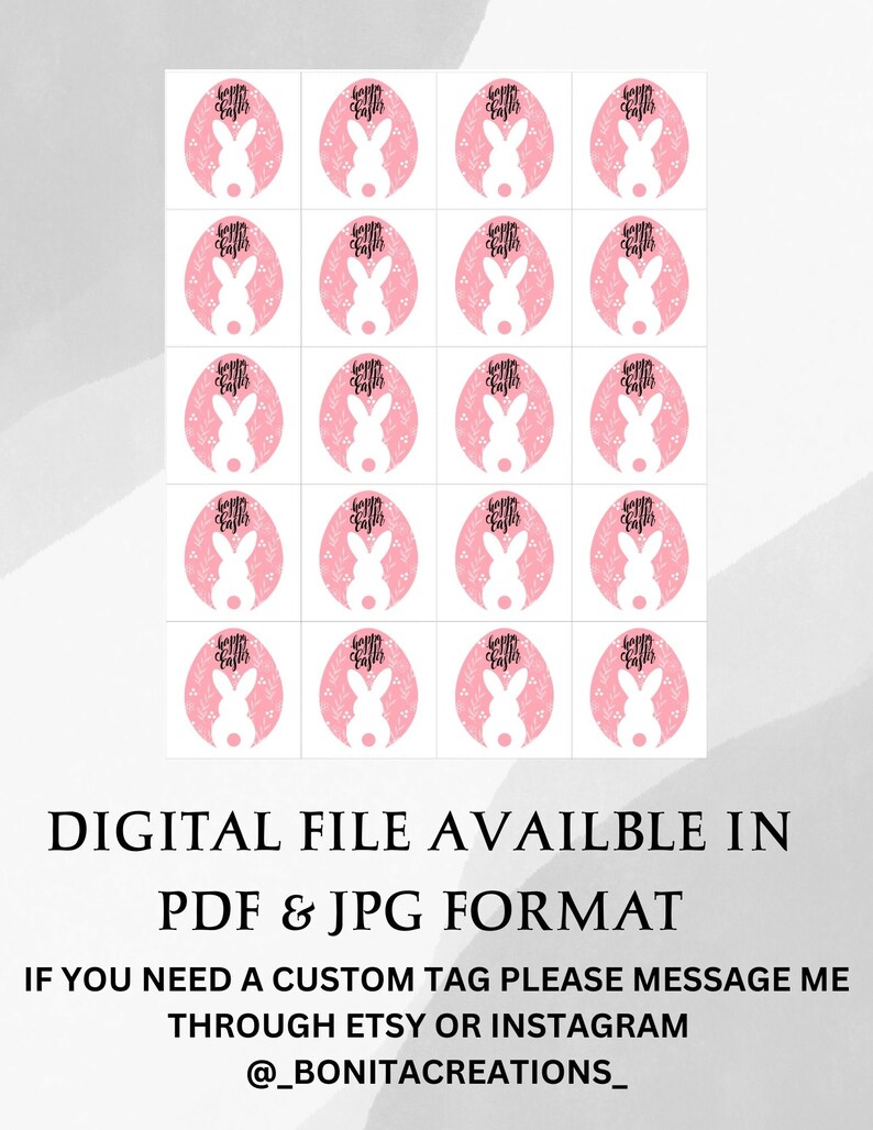 Printable Tag Bunny Egg Easter Printable Tags 2 Inch Tags - Etsy