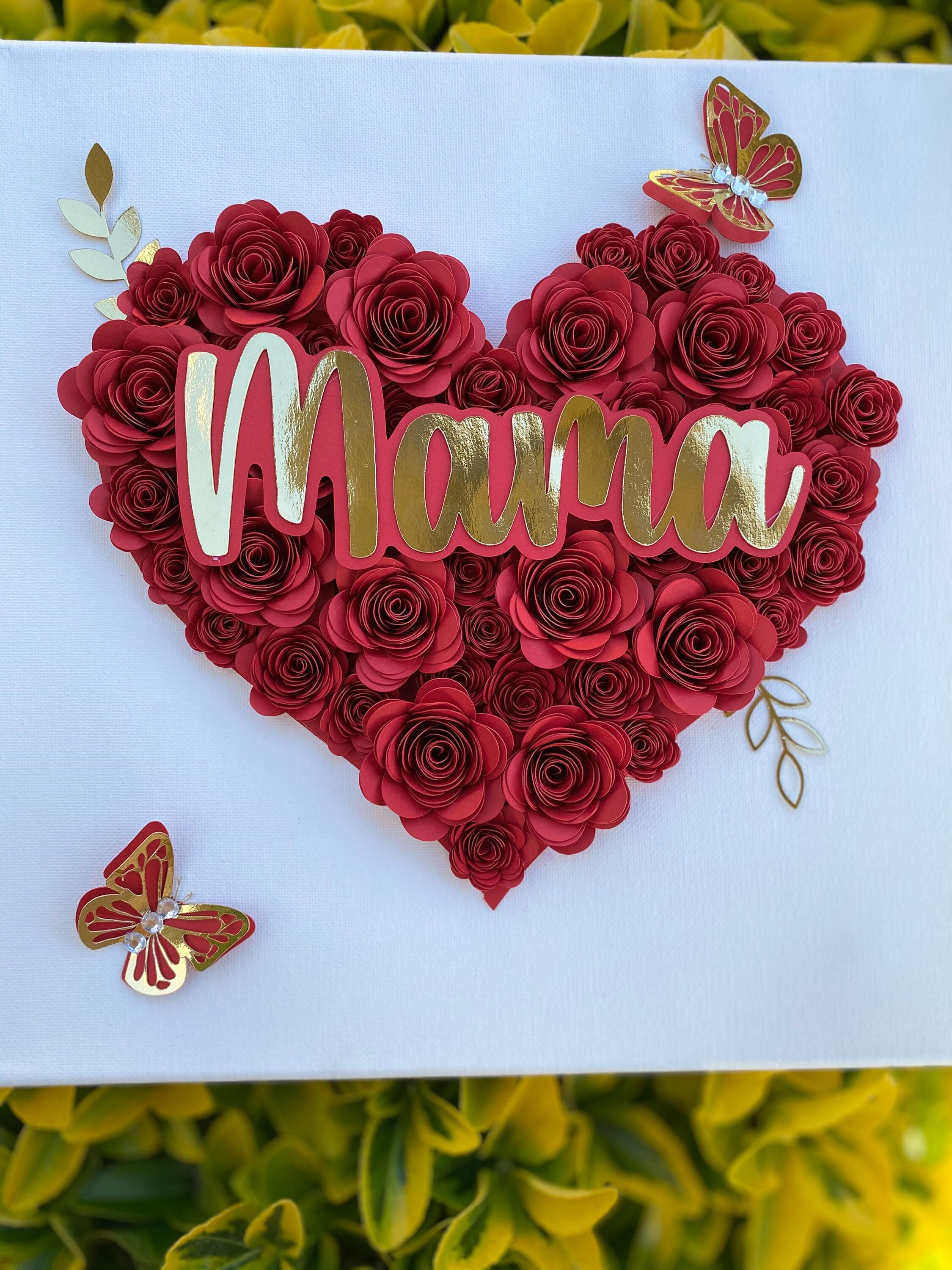 Heart Canvas With Paper Roses, Rosas Para Mama, Regalo Del Dia De Las ...