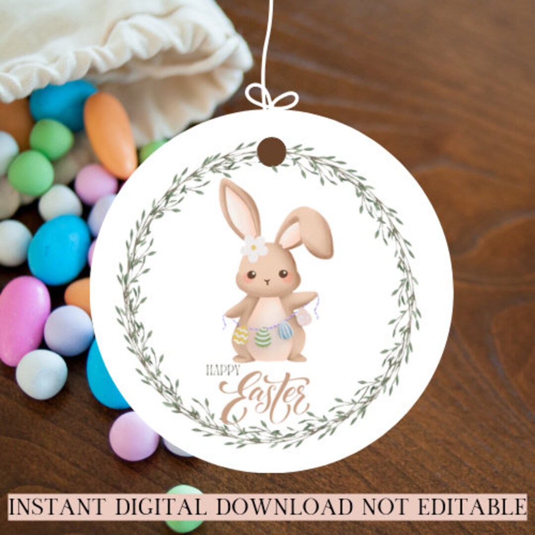 Printable Tag, Cute Bunny Tags, Easter Printable Tags, 2 Inch Tags ...