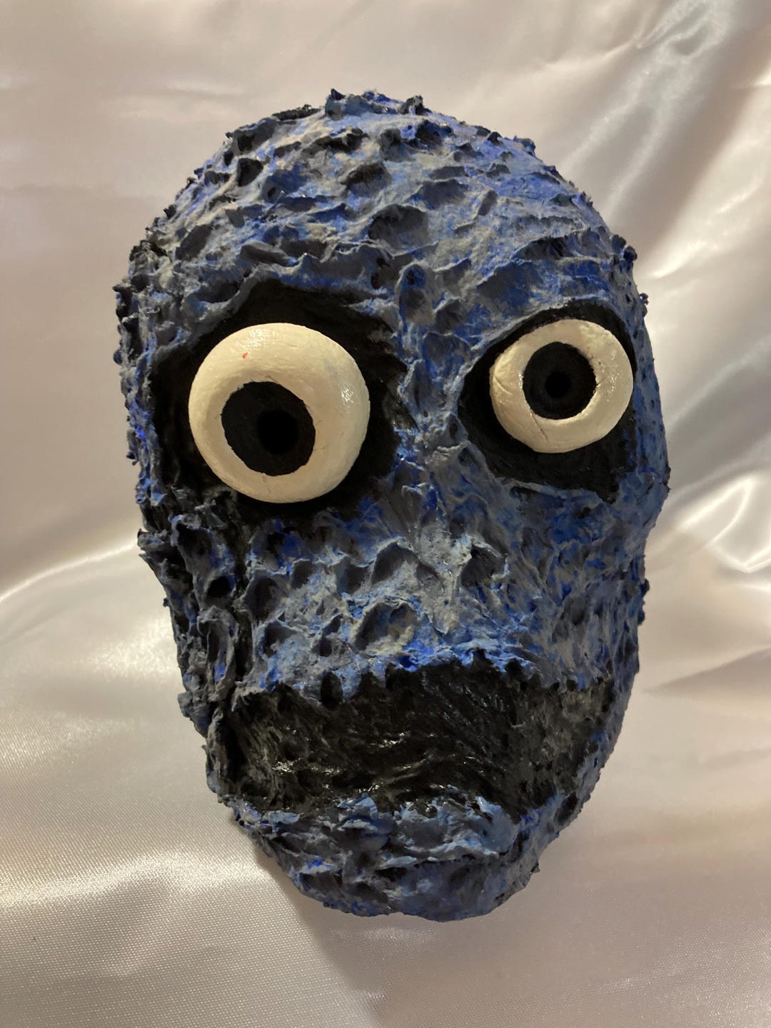 Blue Monster Mini Mask: Creepy Paper Mache Sculpture, Horror Art - Etsy