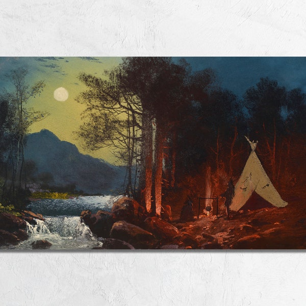 Native American Camp Painting - Etsy