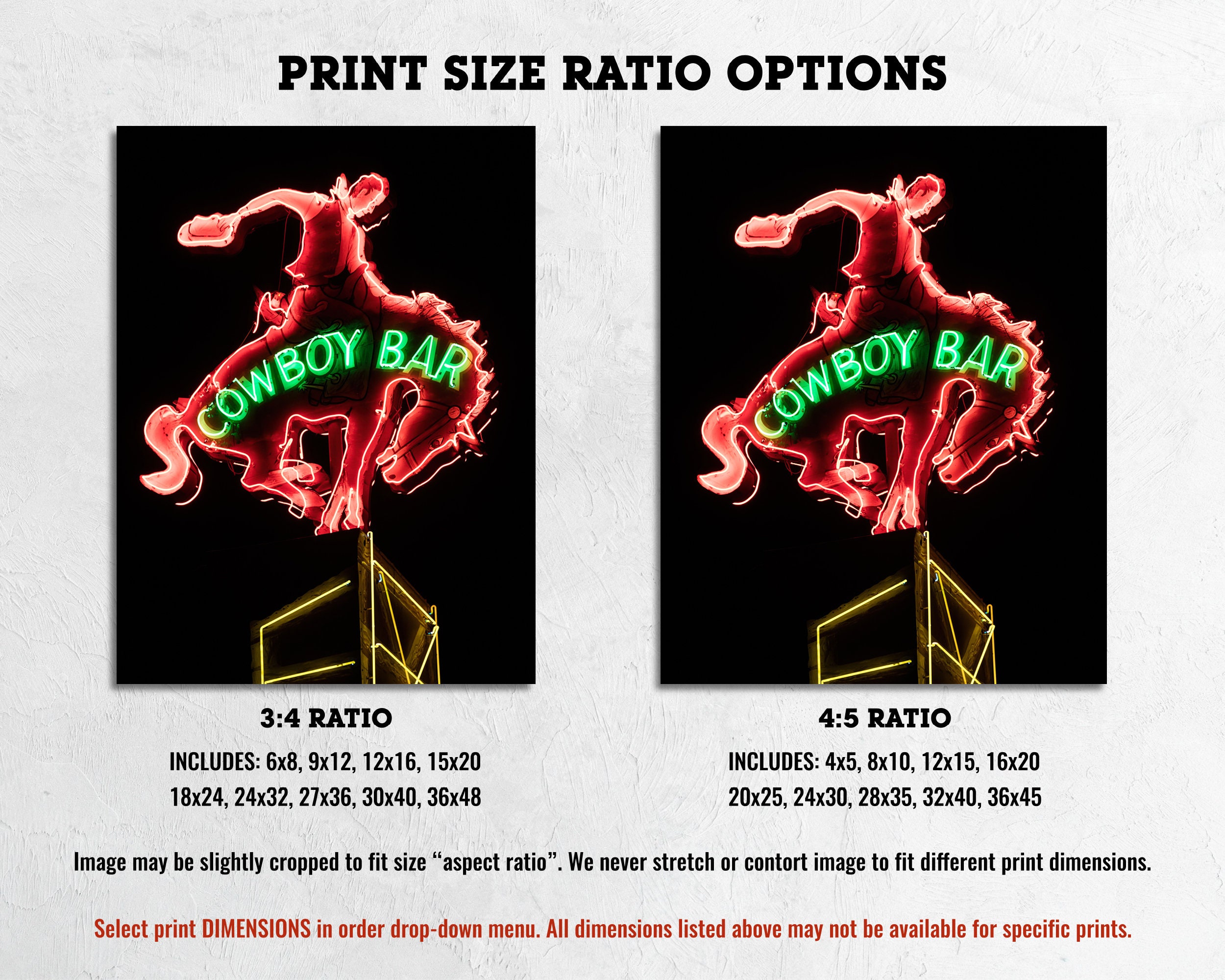 Neon Cowboy Bar Sign, Neon Rodeo Bucking Bronco Sign Photo Print on ...