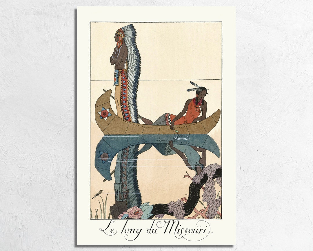 Le Long Du Missouri 1922, Native American Indian Chief and Woman in ...