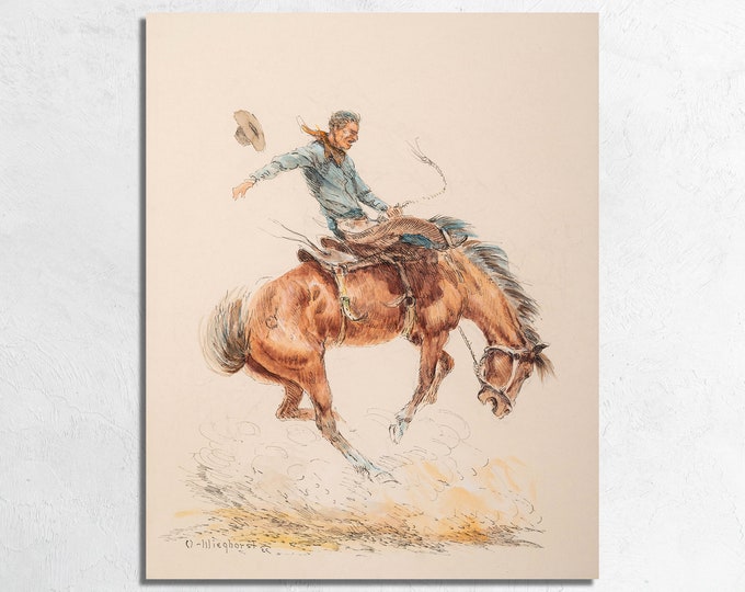 Girl Rodeo Rider Cowgirl Bronc Riding American Painting William Dunton ...