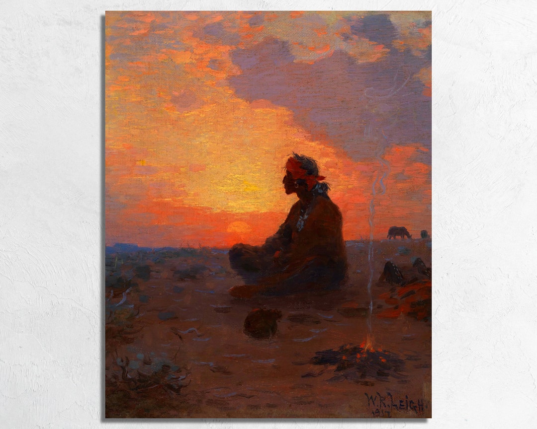 Native American Sunset: WR Leigh Western Art Print or Canvas - Etsy