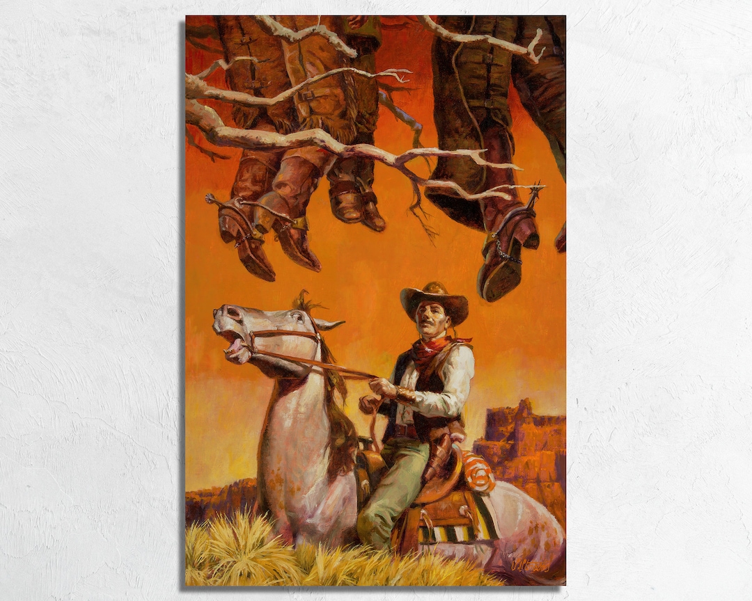 Vintage Frontier Justice Western Pulp Book Cover Poster, Classic ...