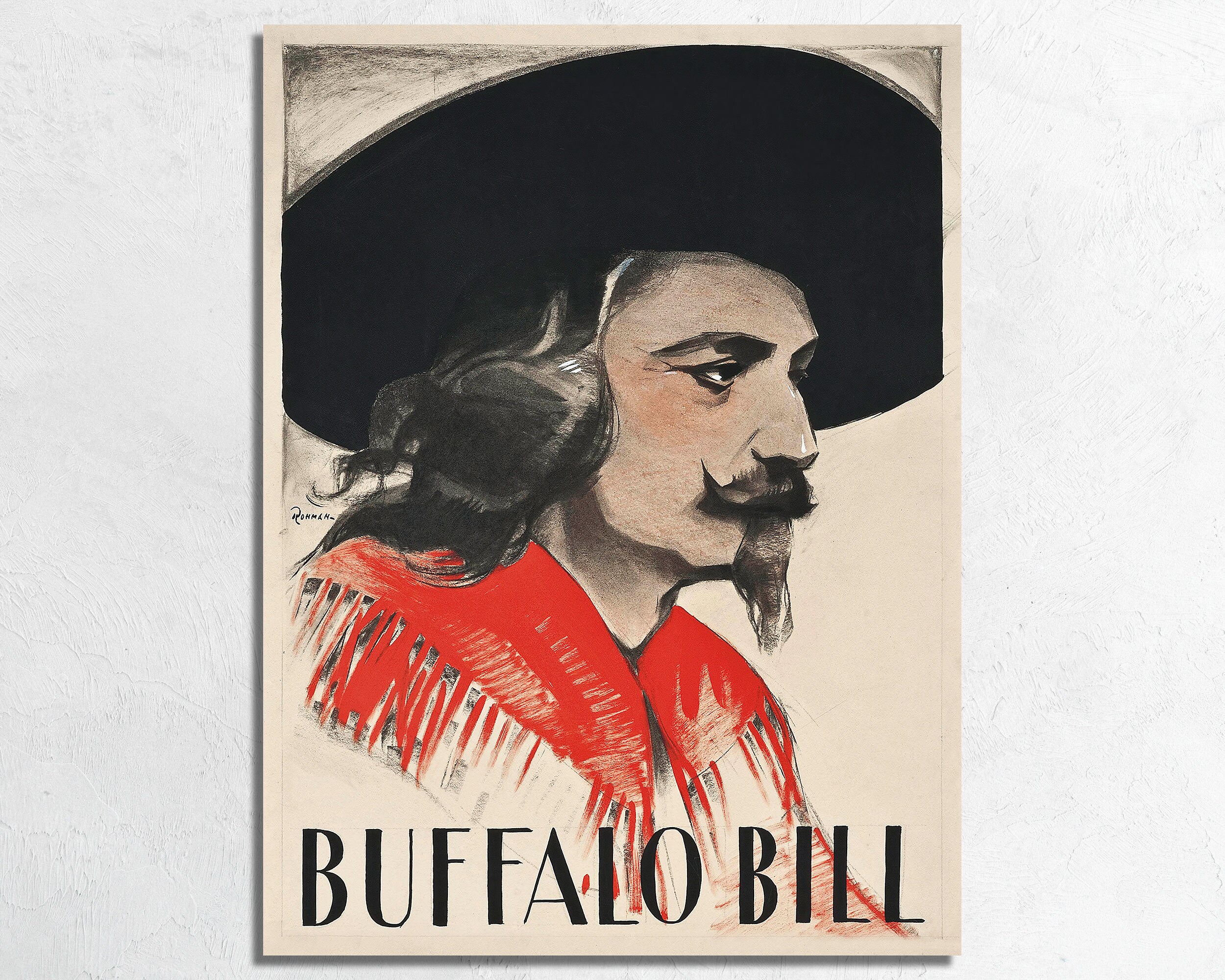 Buffalo Bill Cody Portrait Illustration 1922, Vintage Cowboy Western ...