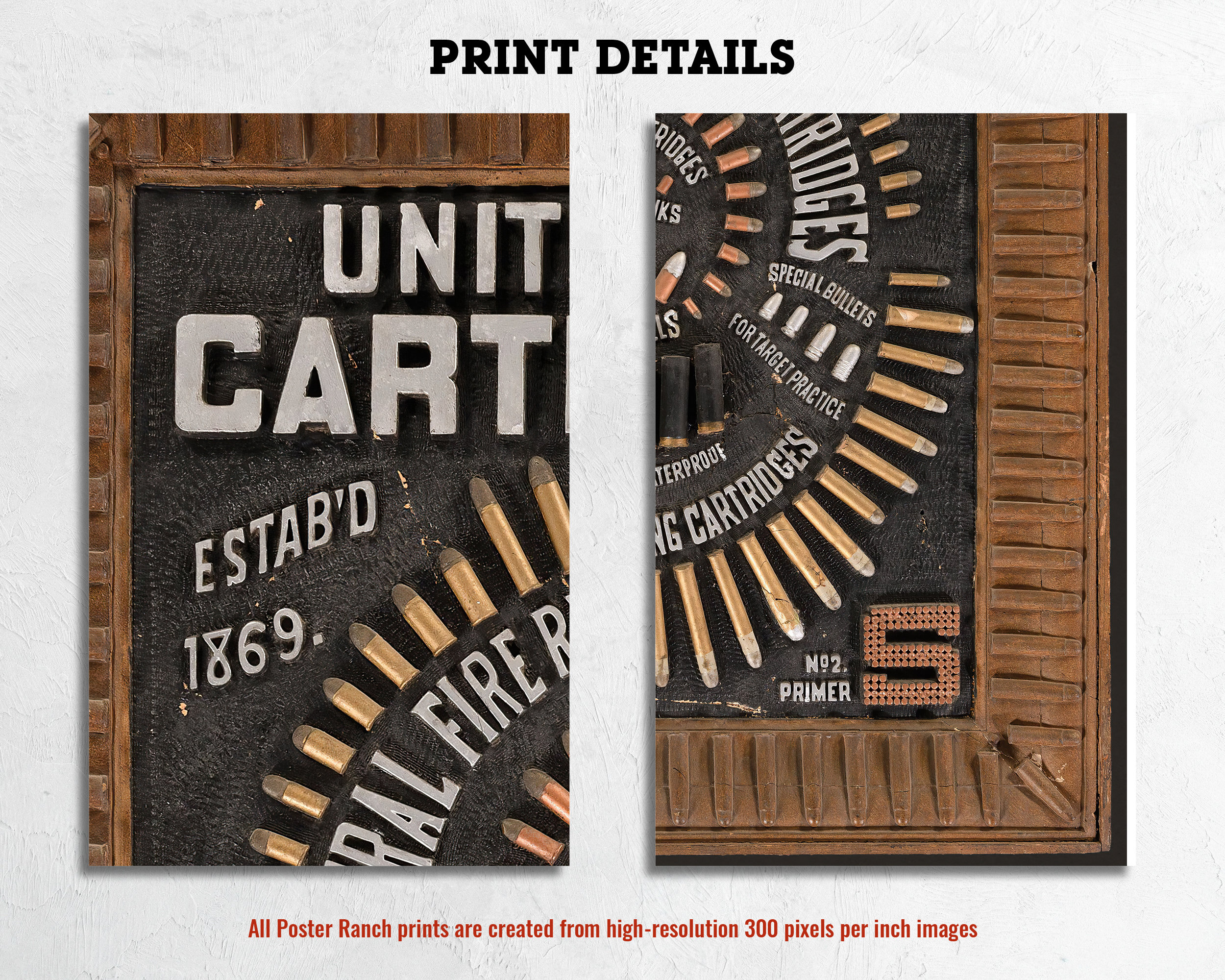 Vintage US Cartridge Co. Bullet Board Display Sign Print, Rustic ...