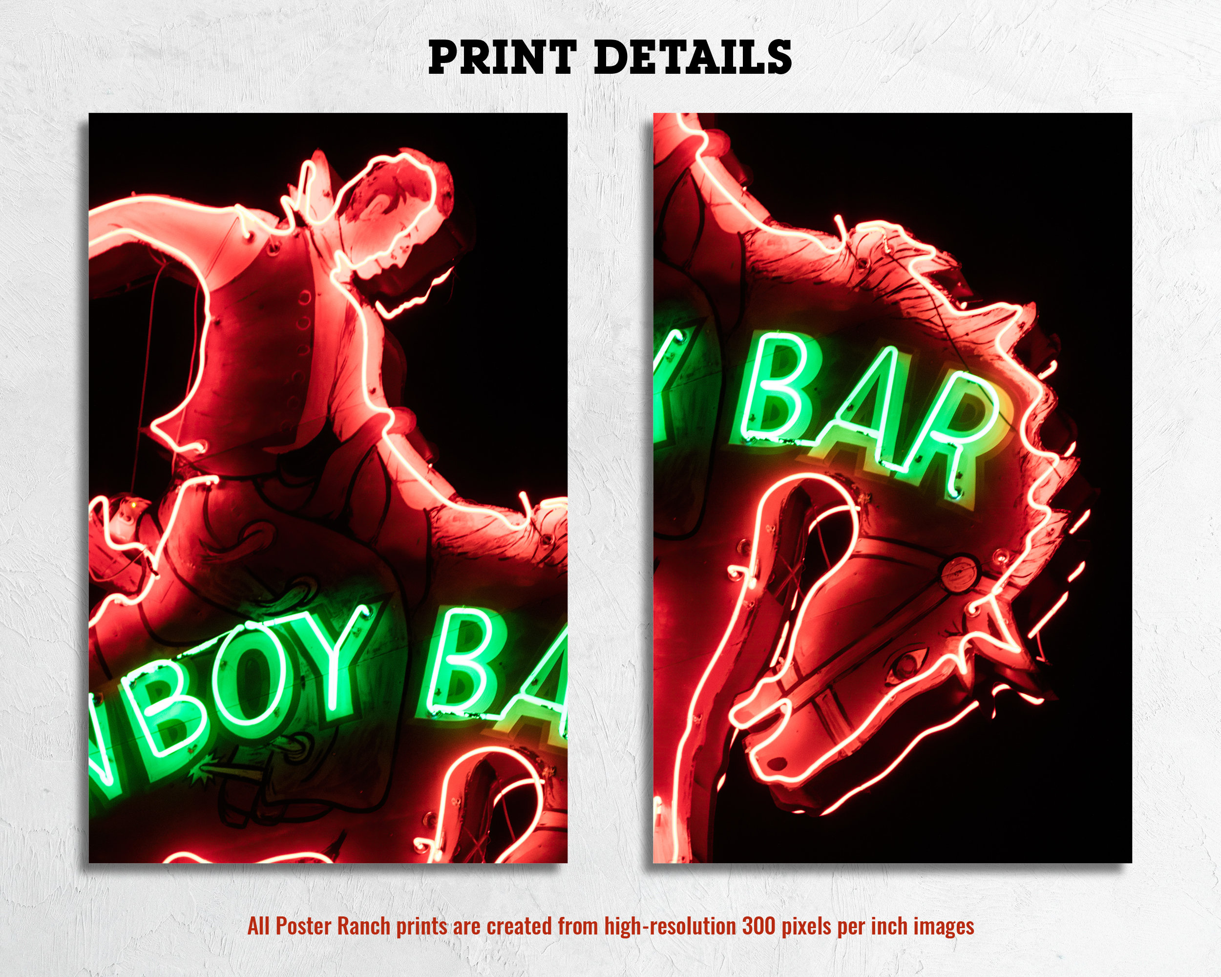Neon Cowboy Bar Sign, Neon Rodeo Bucking Bronco Sign Photo Print on ...