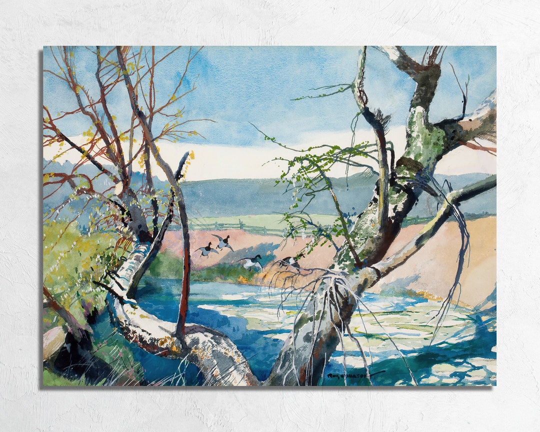 Vintage Black Duck Creek Watercolor by Roy Martell Mason, Mallard Duck ...
