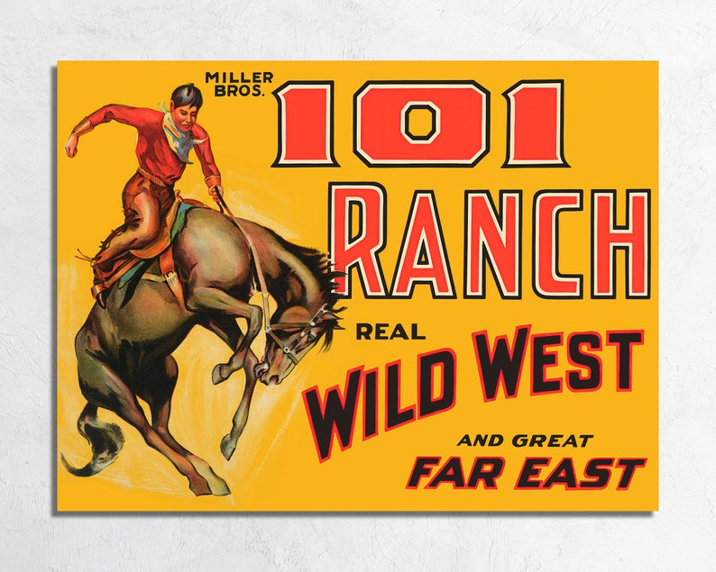 Miller Bros 101 Ranch Wild West Show Poster Print, Vintage Bronco ...