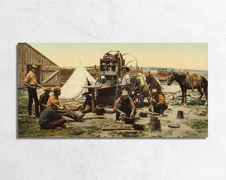 Chuck Wagon Cowboy Print: Vintage Western Americana Kitchen Decor - Etsy