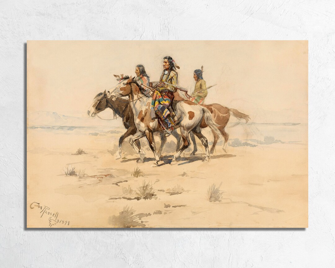 CM Russell Painting Print: Native American Indians on Horseback ...