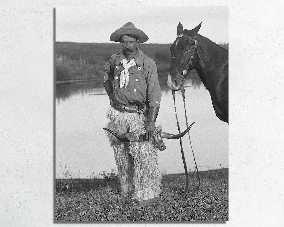 Vintage Cowboy Photo Print: 1901 Rancher in Fur Chaps - Etsy