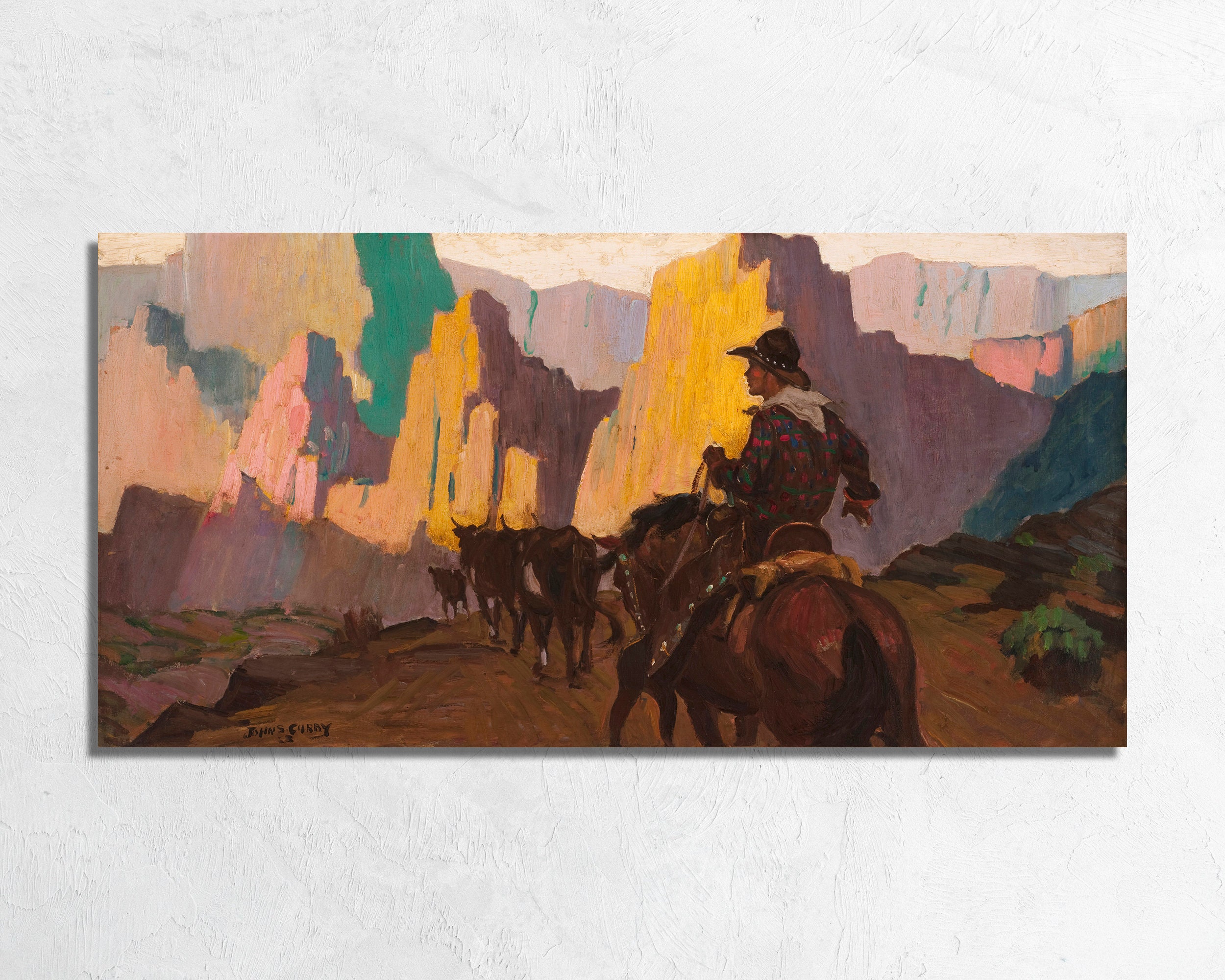 Code of the West 1903 by John Steuart Curry, Vintage Cowboy Cattle ...