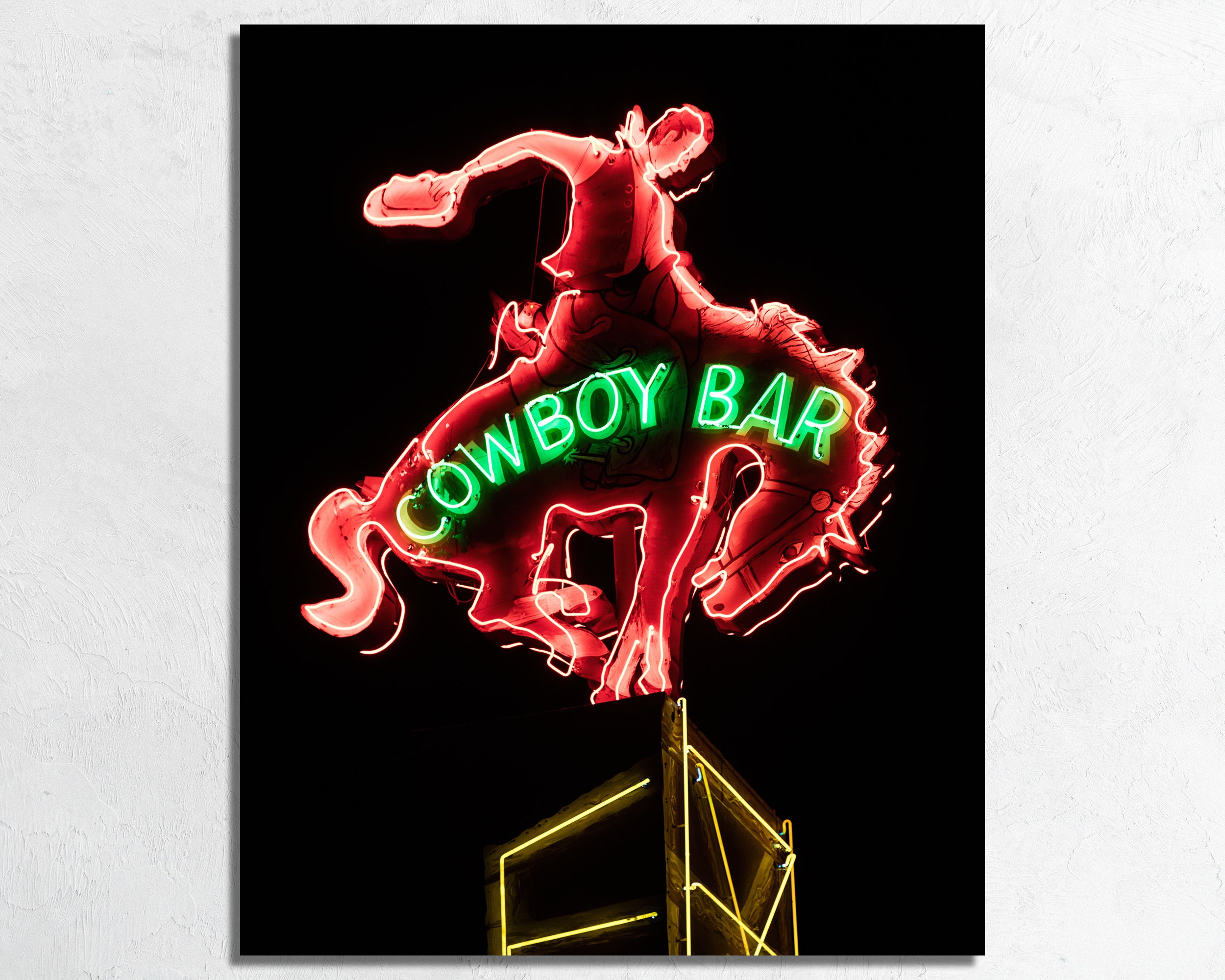 Neon Cowboy Bar Sign, Neon Rodeo Bucking Bronco Sign Photo Print on ...