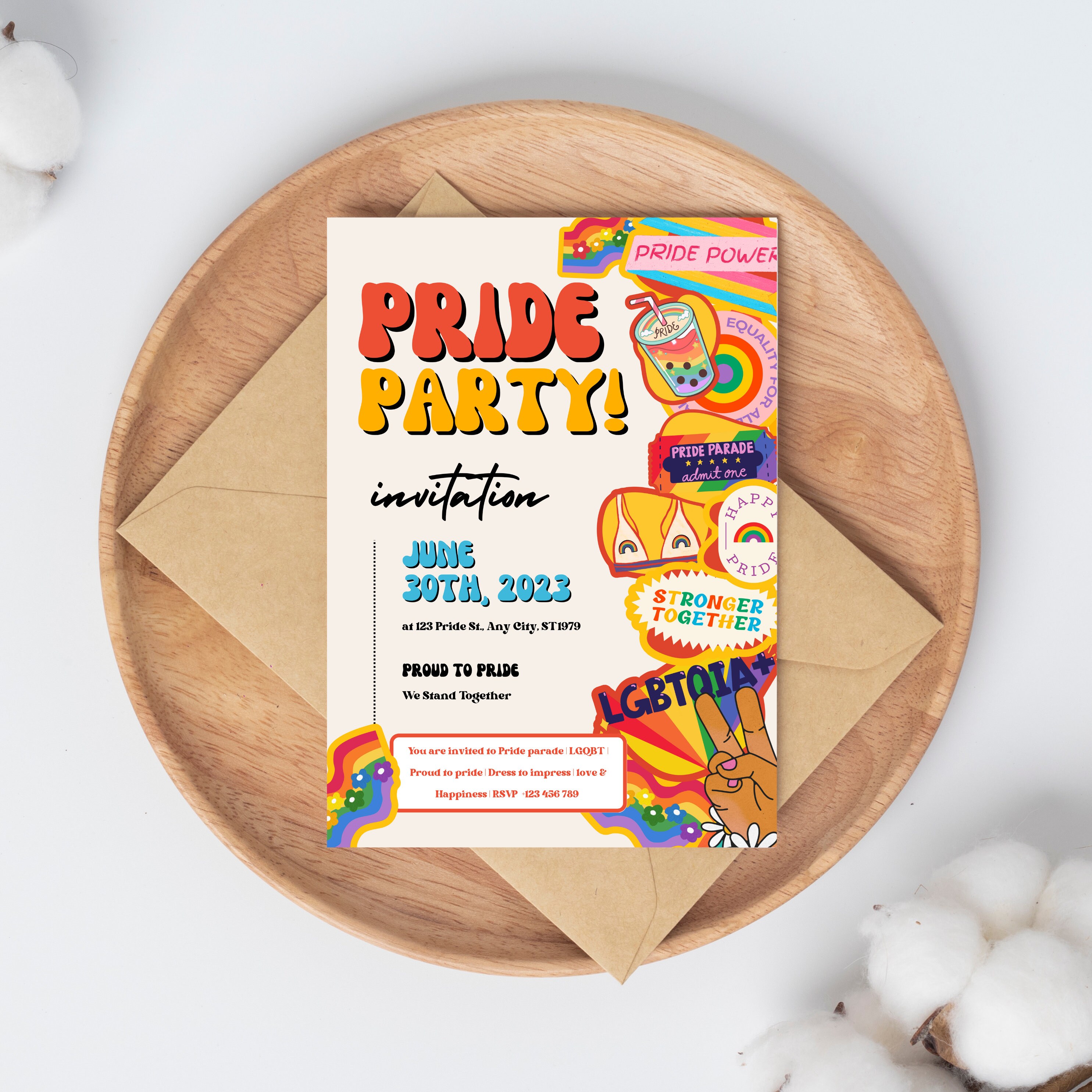 Pride Invitation for LGBTQ Party, Pride Festival, Pride Theme Invite ...