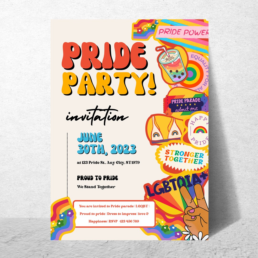 Pride Invitation for LGBTQ Party, Pride Festival, Pride Theme Invite ...