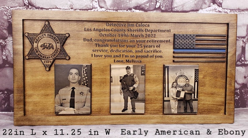 Customizable Law Enforcement Retirement Plaque With Painted Flag or ...