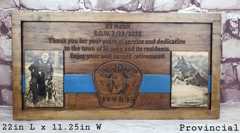 Customizable Law Enforcement Retirement Plaque With Painted Flag or ...