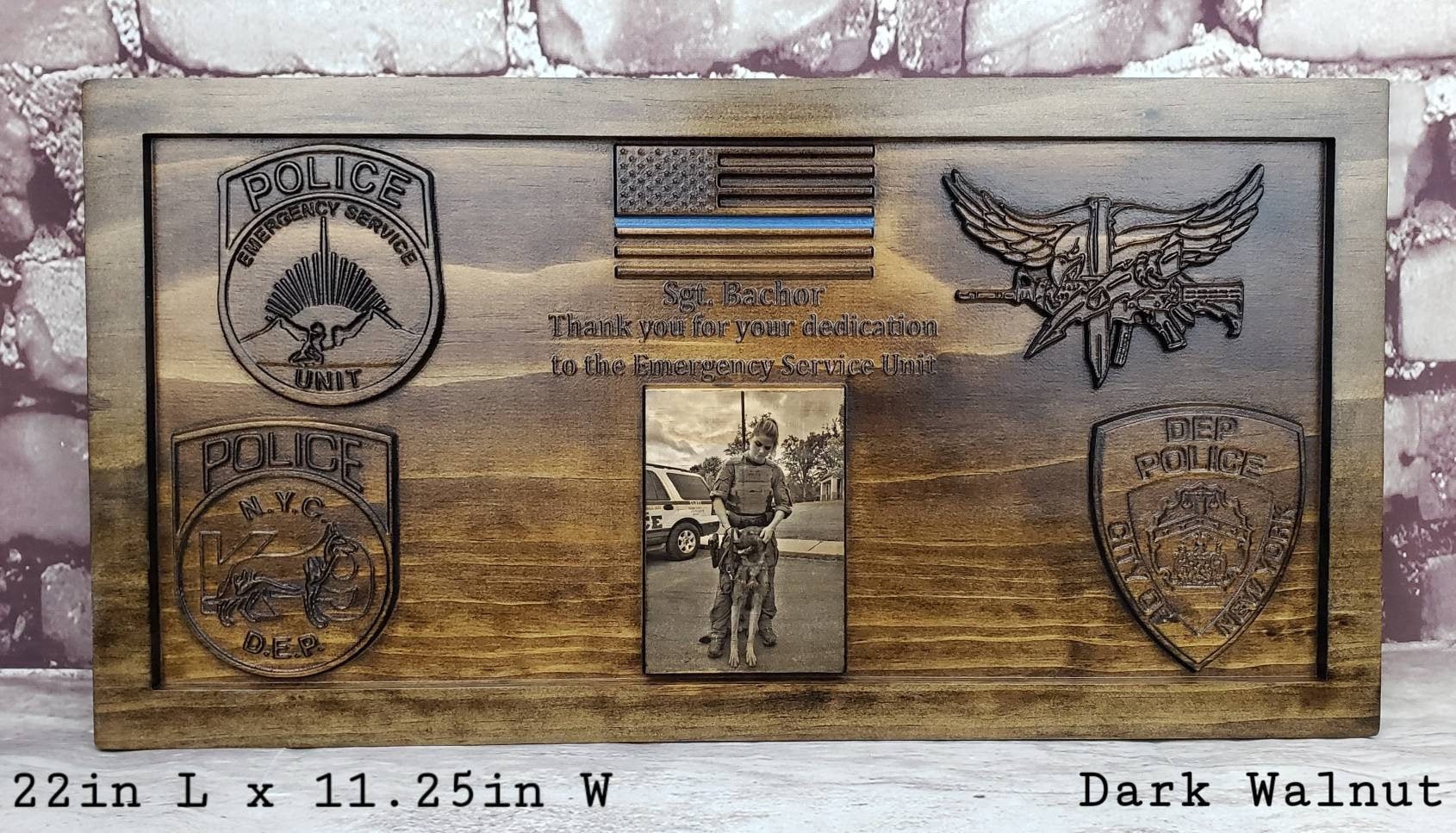 Customizable Law Enforcement Retirement Plaque With Painted Flag or ...
