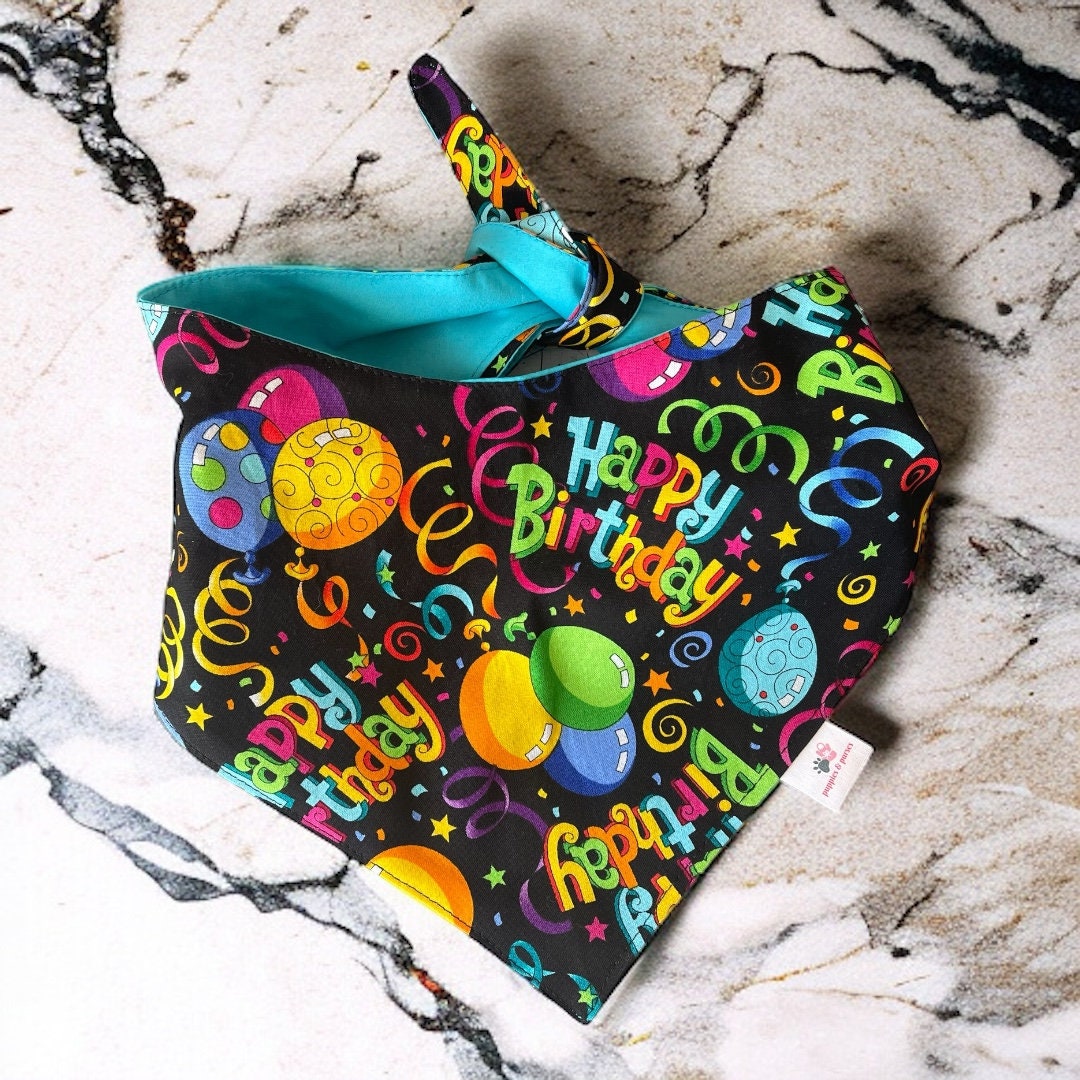 Happy Birthday, Bandana, Dog, Tie-on, Reversible, - Balloons, Pink or ...